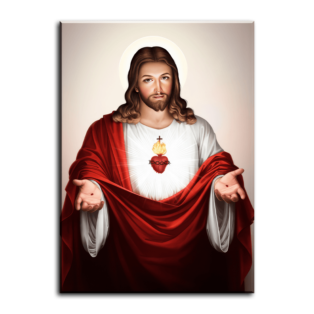 Sacred Jesus Heart - Open Arms - Acrylic Wall Art