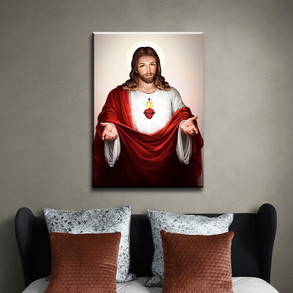 Sacred Jesus Heart - Open Arms - Acrylic Wall Art