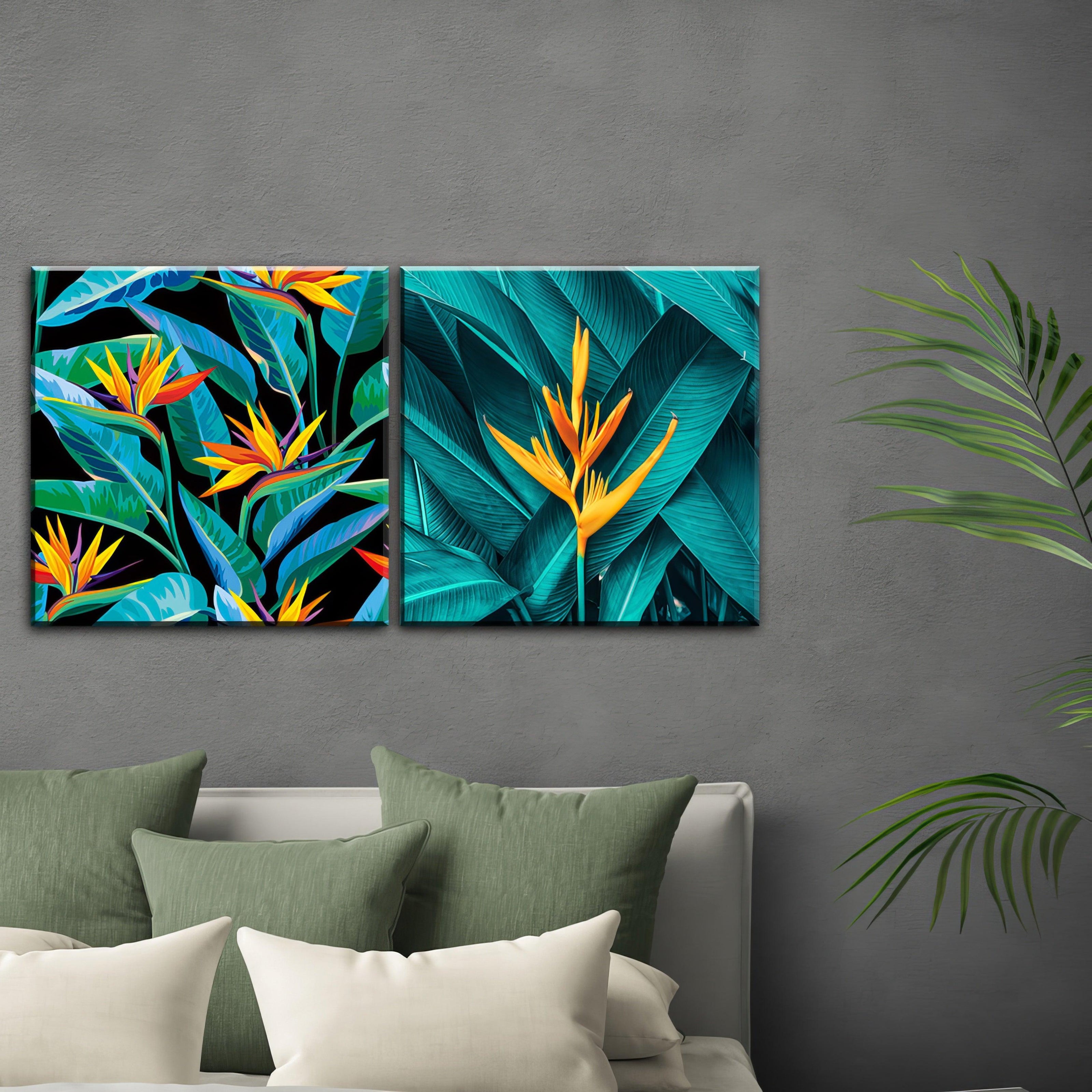 Tropical Flora Panels - 2Panel - Acrylic Wall Art